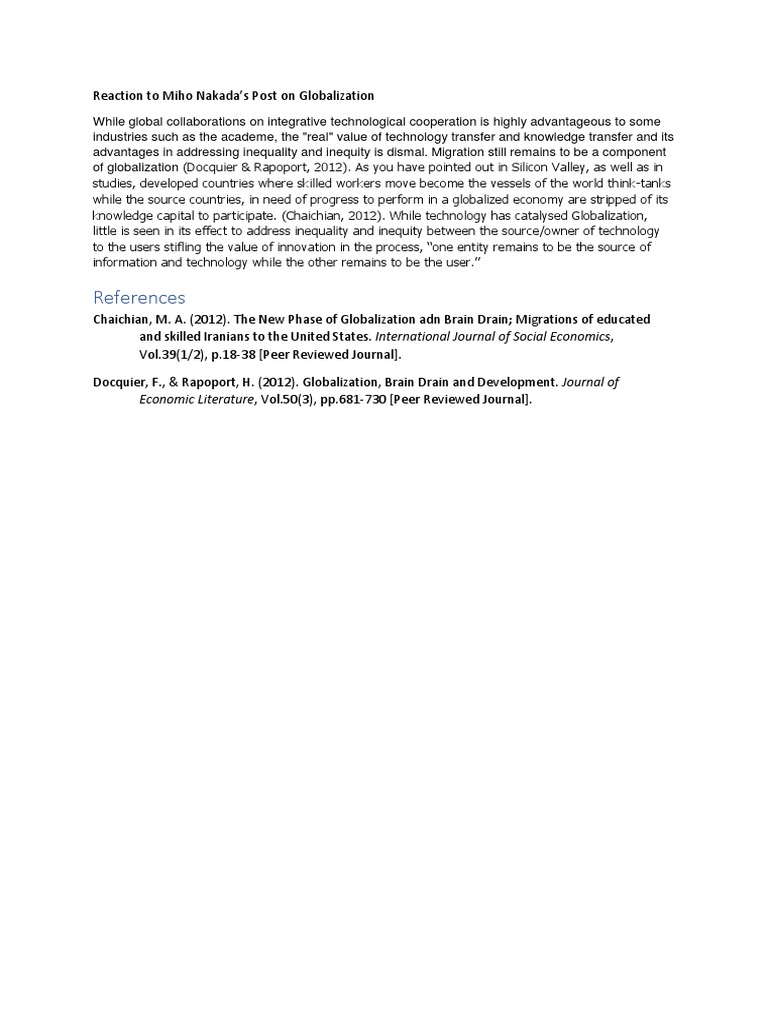Reaction Paper On Globalization | PDF | Politics