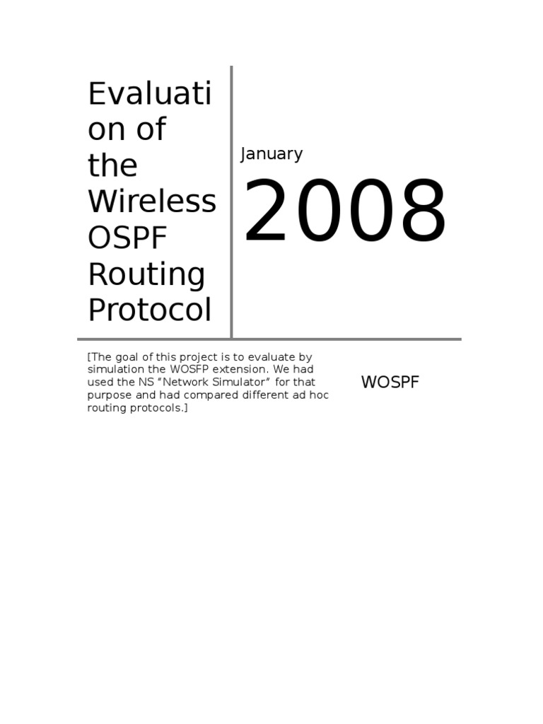 Evaluation Of The Wireless Ospf Routing Protocol Pdf Routing Router Computing