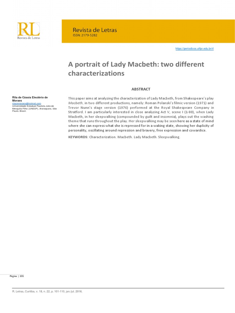 A Portrait of Lady Macbeth | PDF | Macbeth | Psychoanalysis