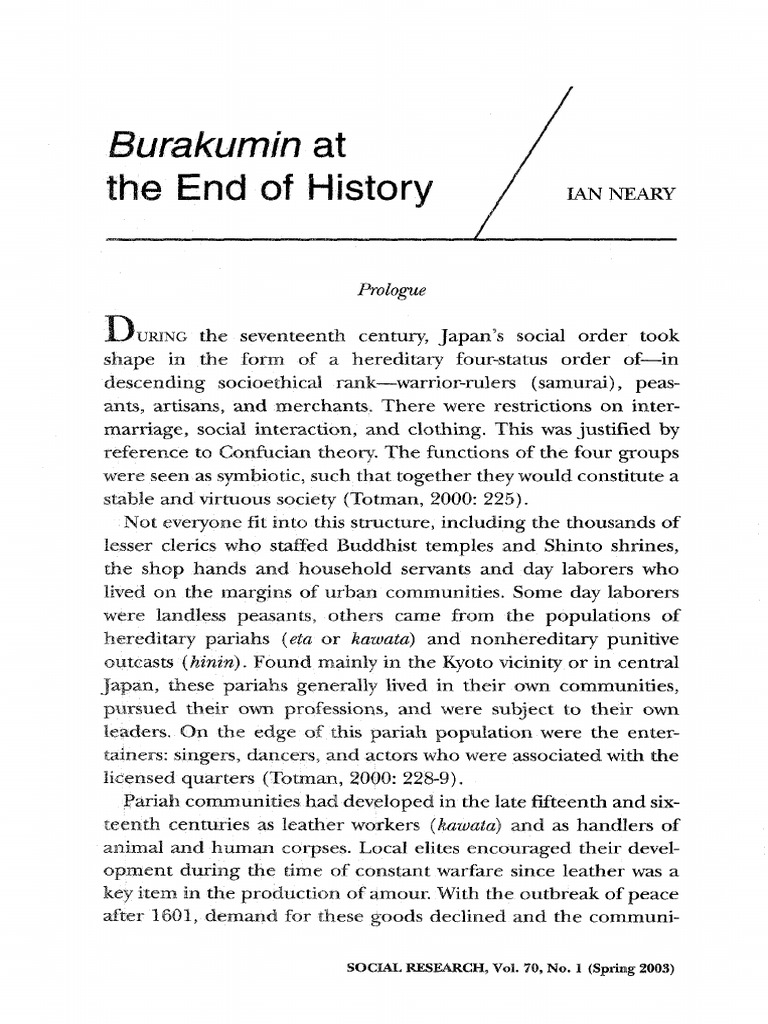 Burakumin At: The End of History | Download Free PDF | Sociological ...