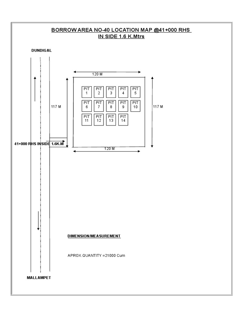 Borrow Area No-40 Location Map @41+000 Rhs IN SIDE 1.6 K.Mtrs | PDF ...