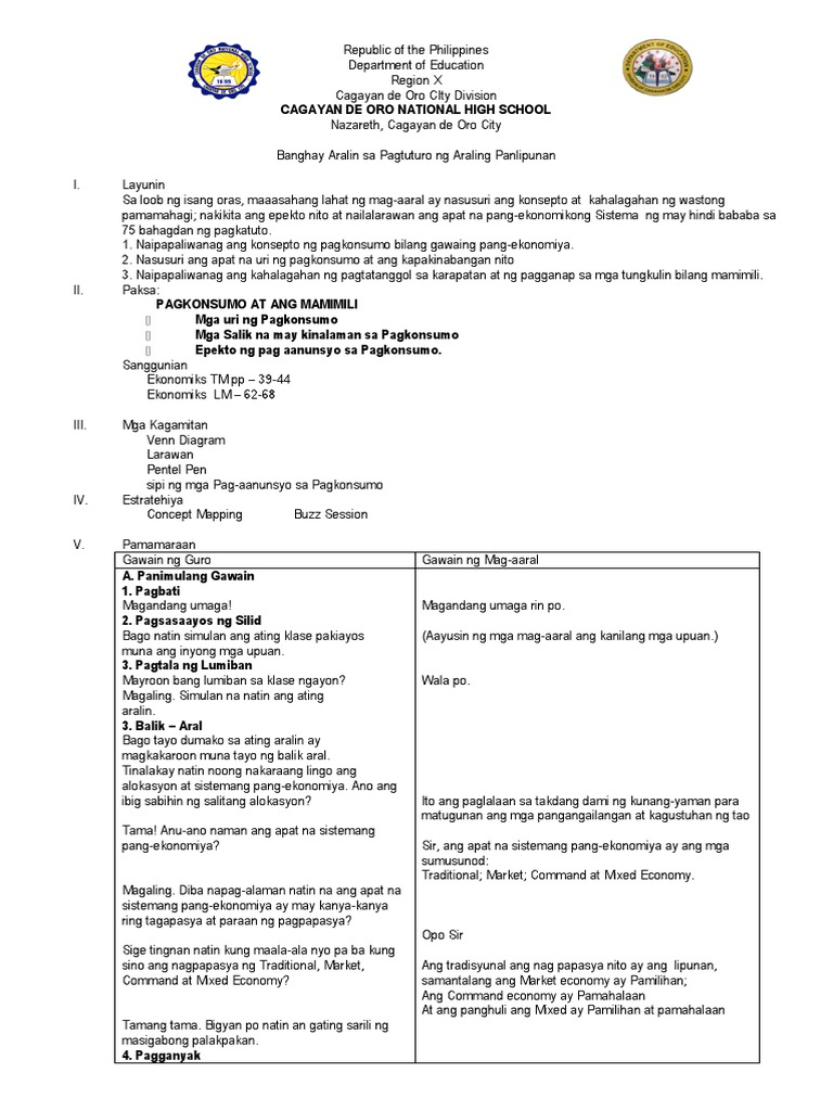 Detailed Lesson Sa Pagkonsumo | PDF