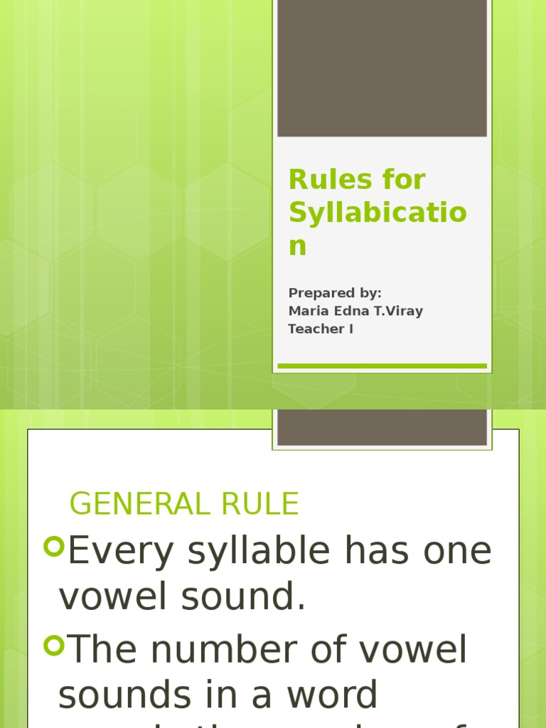 Syllabication Rules and Examples | PDF | Syllable | Consonant