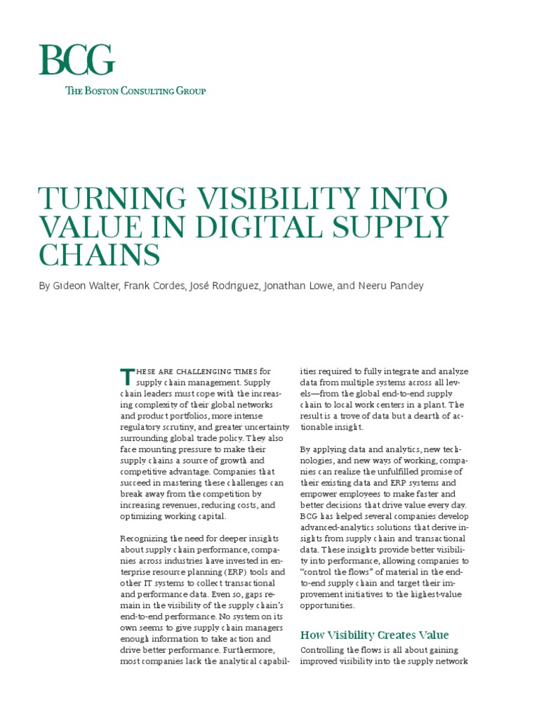 BCG Turning Visibility Into Value in Digital Supply Chains | PDF ...