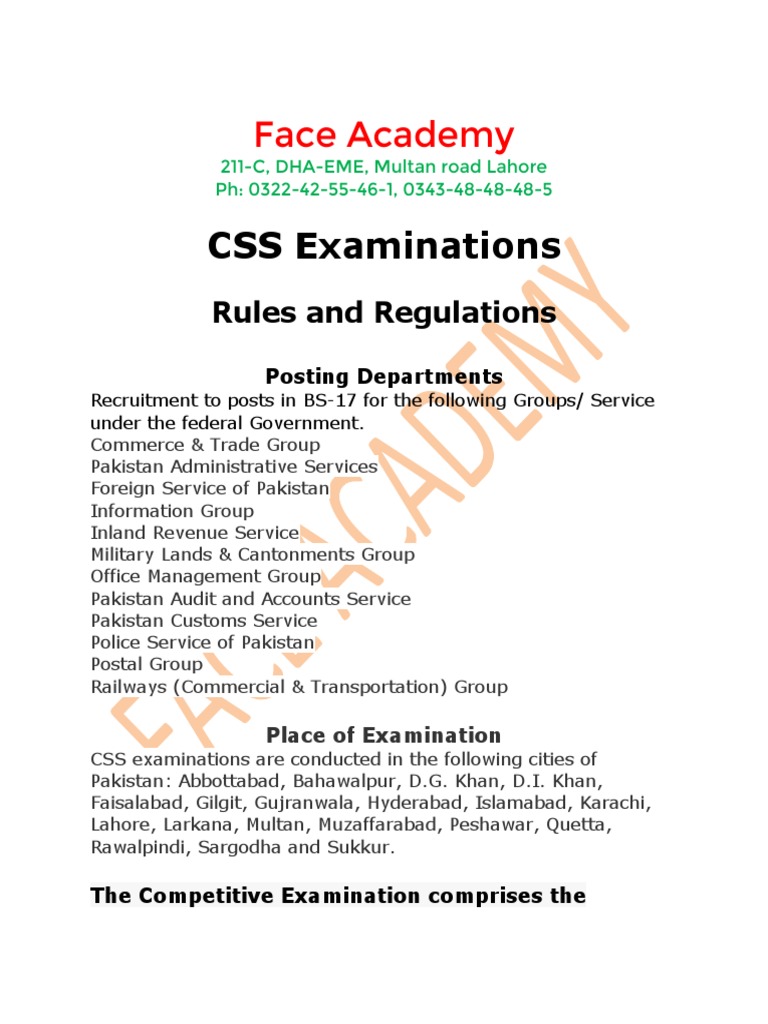 CSS Examinations | PDF | Pakistan
