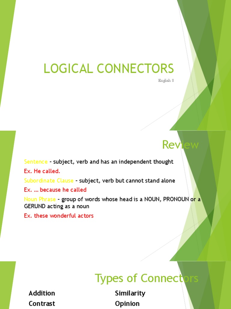 Logical Connectors | Download Free PDF | Subject (Grammar) | Sentence ...