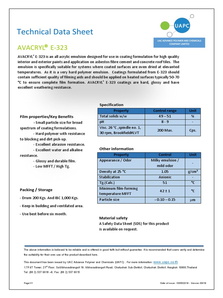 TDS E-323 | PDF | Concrete | Materials