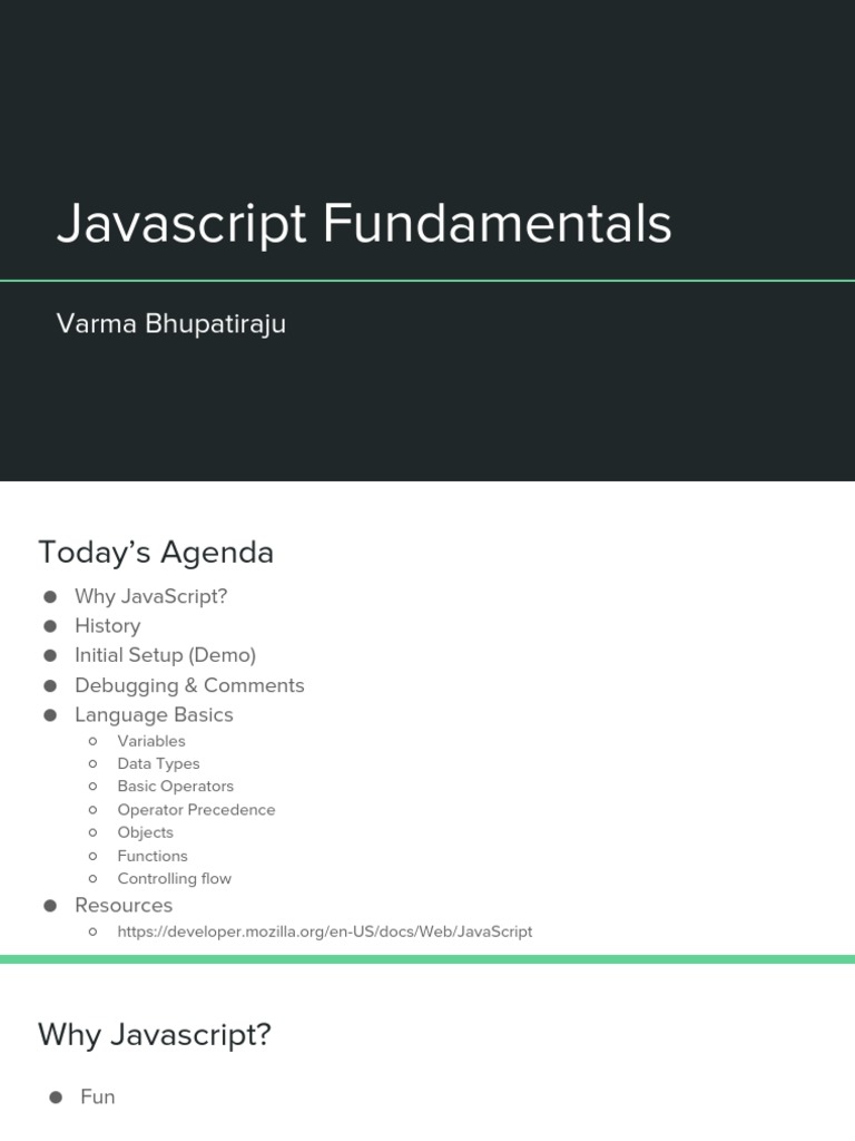 Javascript Fundamentals: Varma Bhupatiraju | PDF | Java Script | Array ... Javascript Fundamentals: Varma Bhupatiraju | PDF | Java Script | Array ...