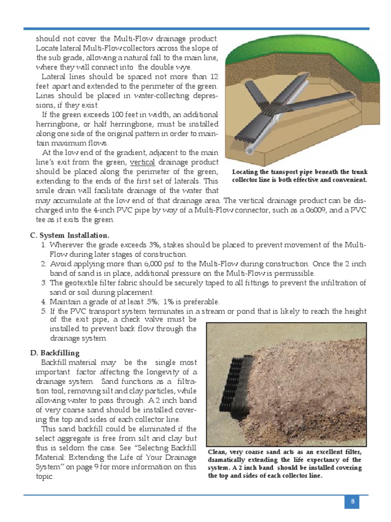 C. System Installation.: D. Backfilling | PDF | Drainage | Sand