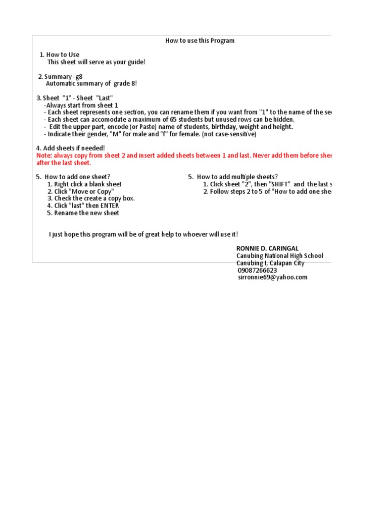 Comprehensive Nutritional Status Record and Analysis for Grade 8 ...