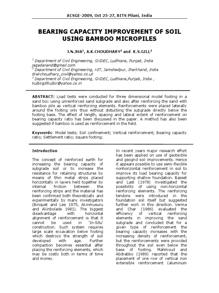 Bearing Capacity Improvement of Soil Usi PDF | PDF | Deep Foundation ...