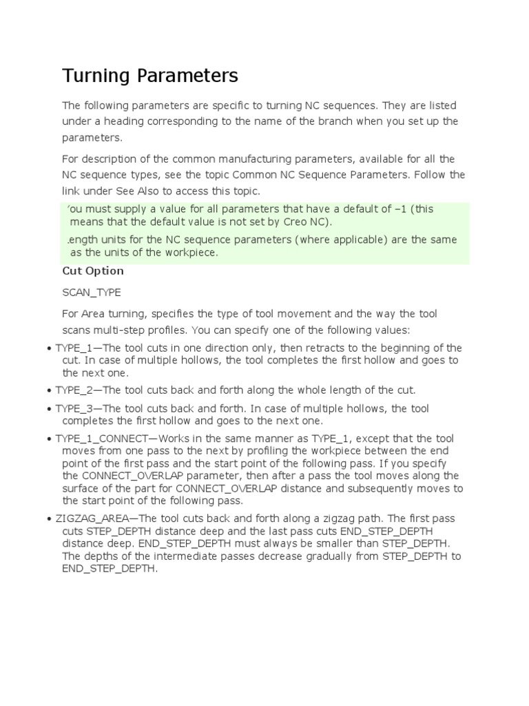 Turning Parameters: Cut Option | PDF | Parameter (Computer Programming ...