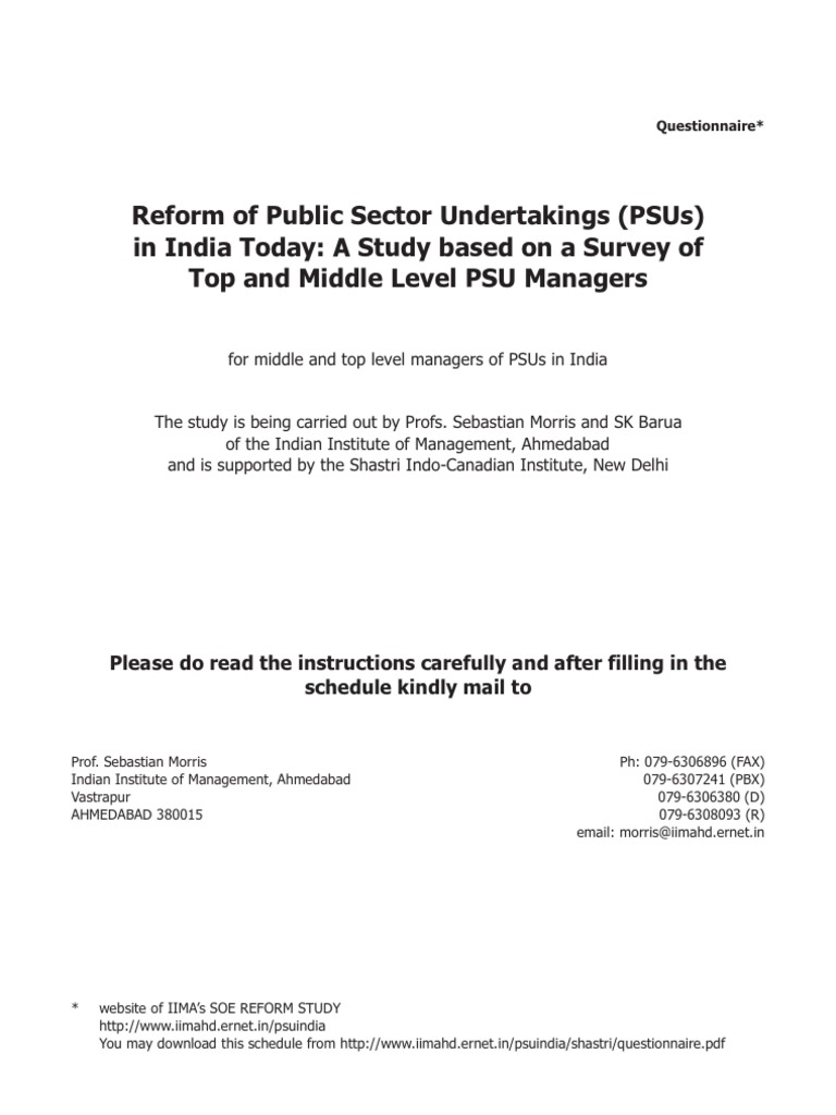 Questionnaire | PDF | Privatization | Valuation (Finance)