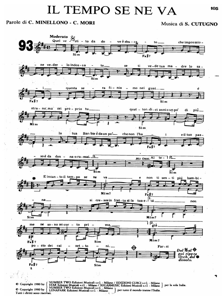 Celentano Adriano - Il Tempo Se Ne Va - Spartito PDF | PDF