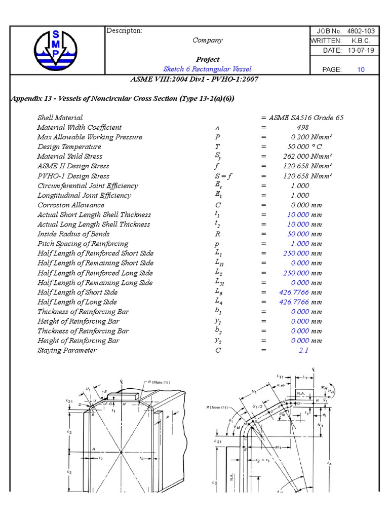 ASME VIII A13 - Vessels of Noncircular Cross Section (Type 13-2 (A) (6 ...