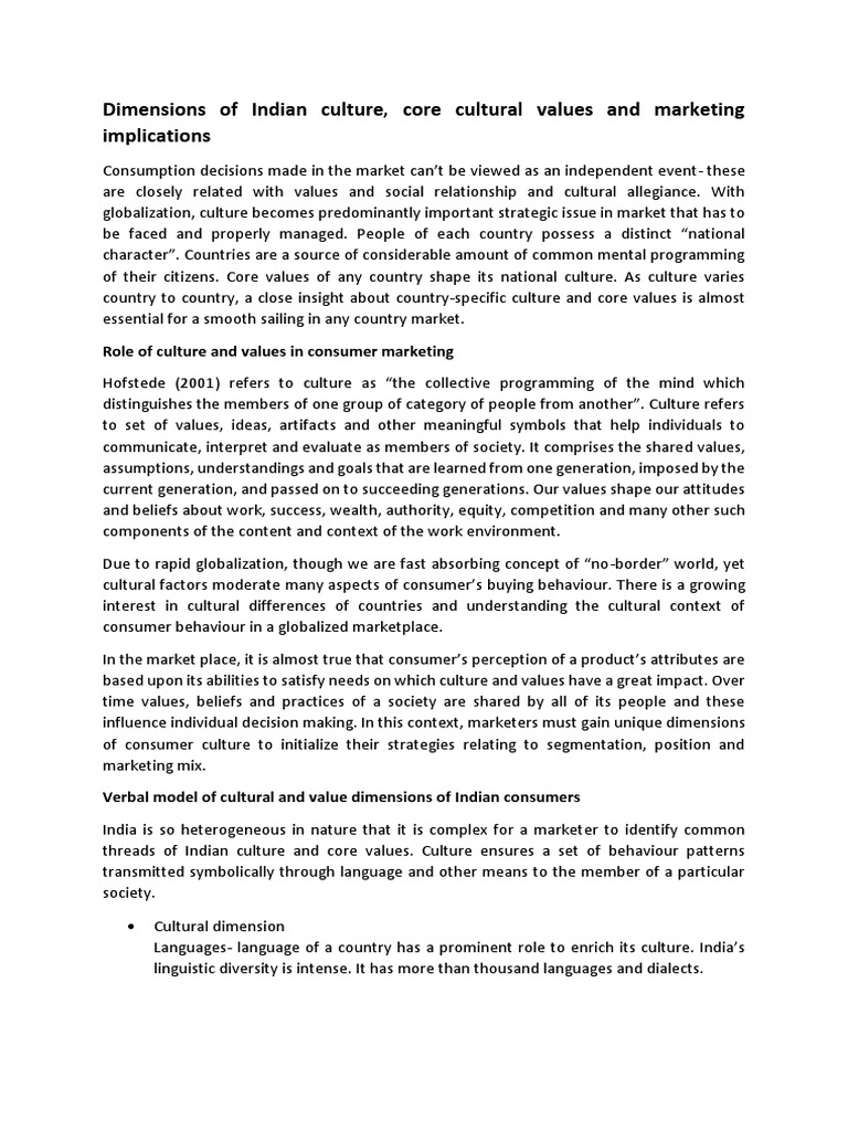 Indian Cultural Values in Marketing | PDF | Marketing | Value (Ethics)