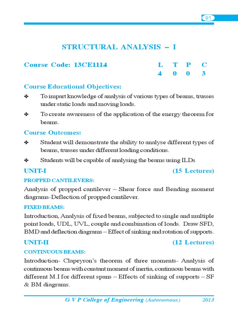 Structural Analysis-I PDF | PDF | Beam (Structure) | Truss