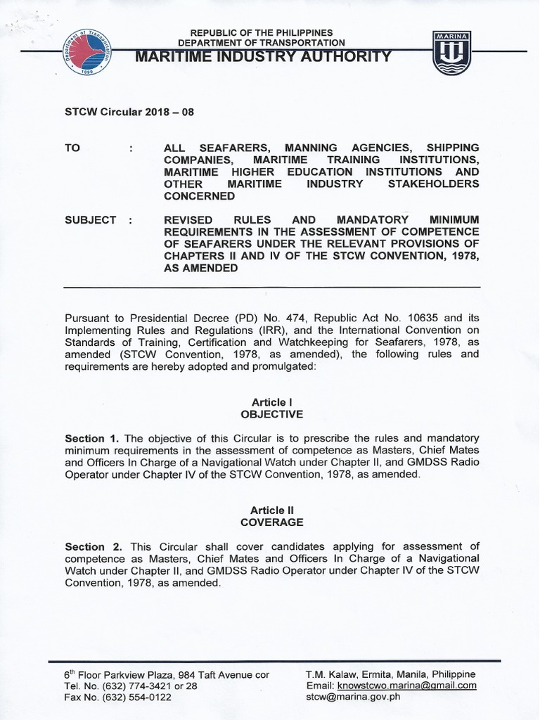 STCW Circular 2018 08 PDF | PDF