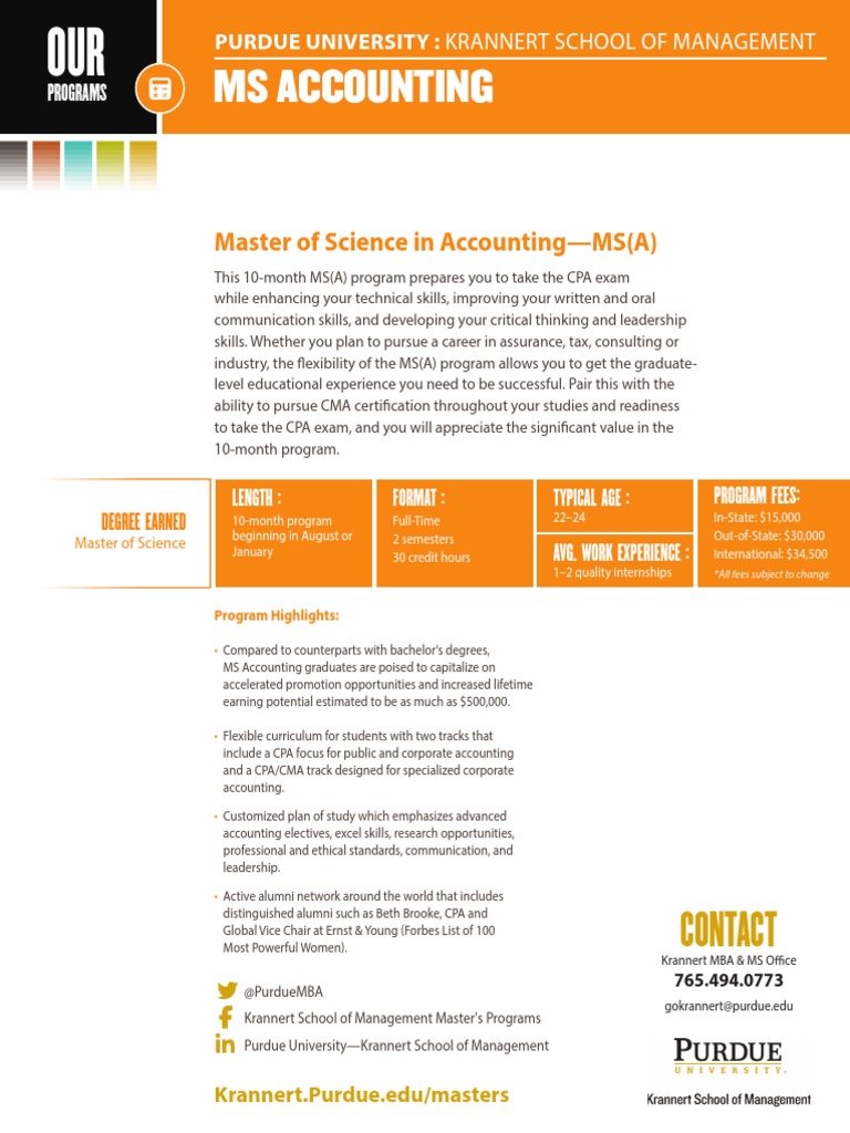 Ms Accounting: Contact | PDF | Master Of Science | Accounting