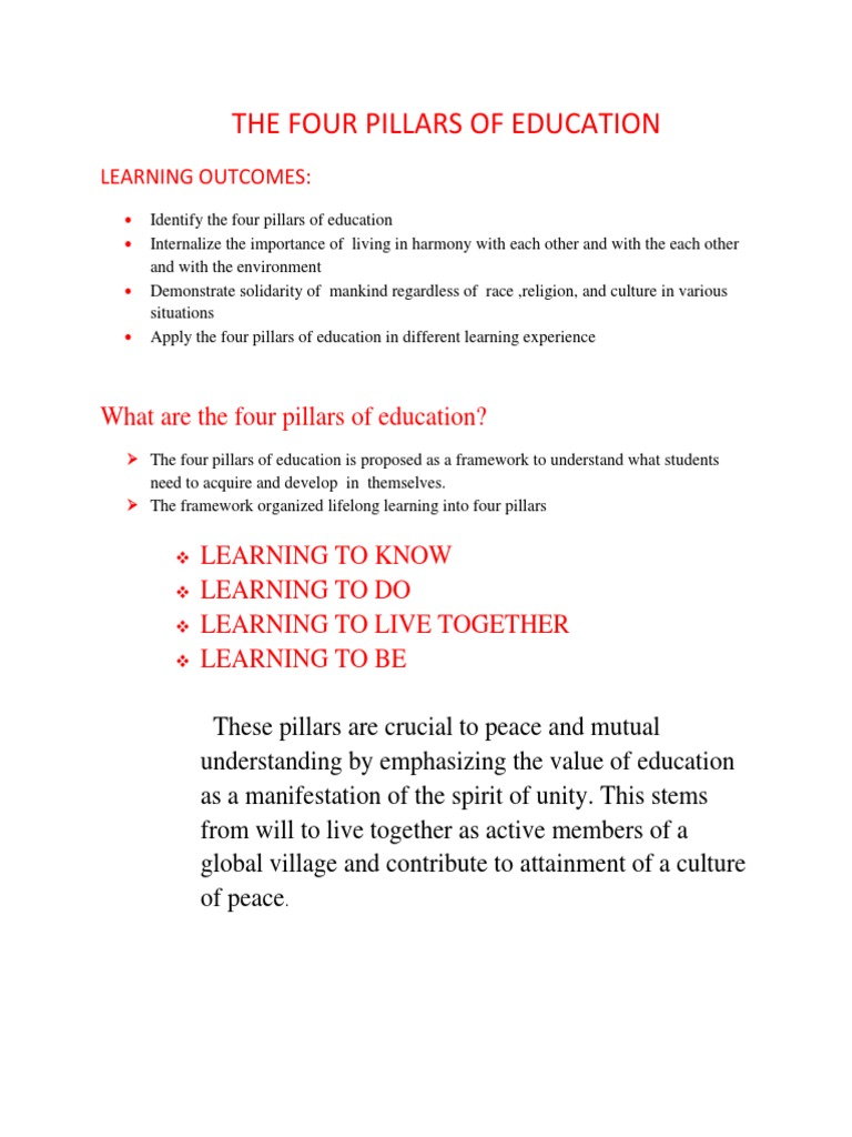 The Four Pillars of Education | PDF | Peace | Empathy