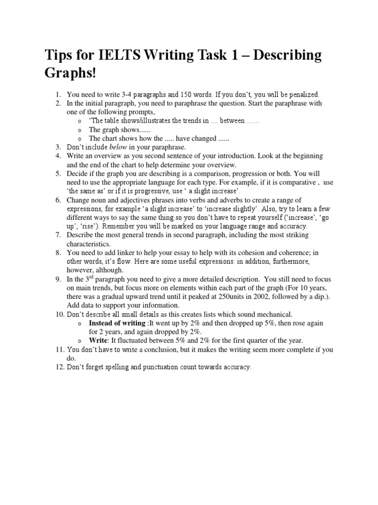 Tips For IELTS Writing Task 1 | PDF