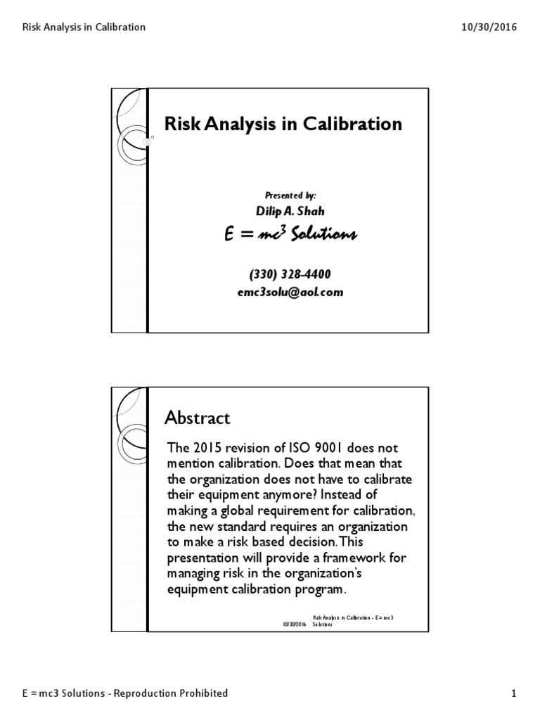 Calibration Risk Assessment Framework | PDF | Metrology | Calibration