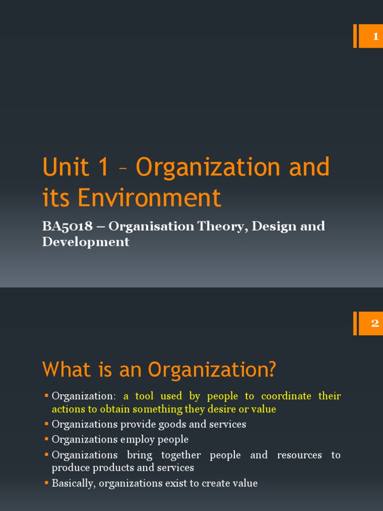 BA5018 - Unit 1 - Organization and Its Environment PDF | PDF | Goal ...