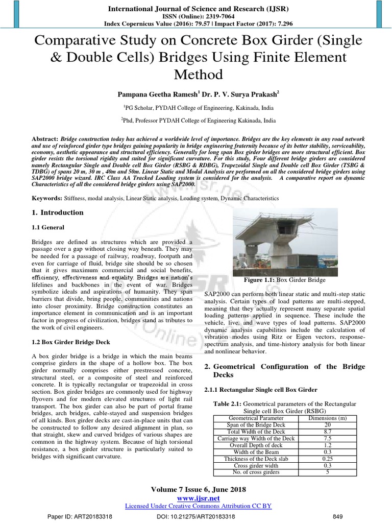Comparative Study On Concrete Box Girder (Single & Double Cells ...