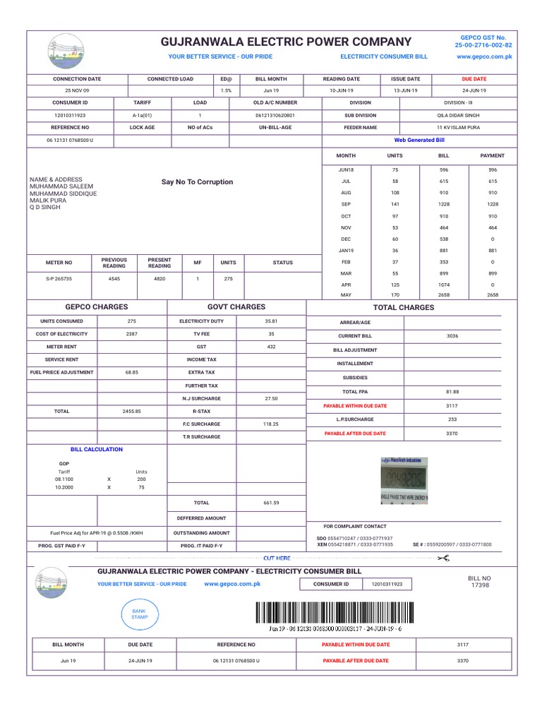 GEPCO - Gujranwala Electric Power Company | PDF | Fee | Services ...