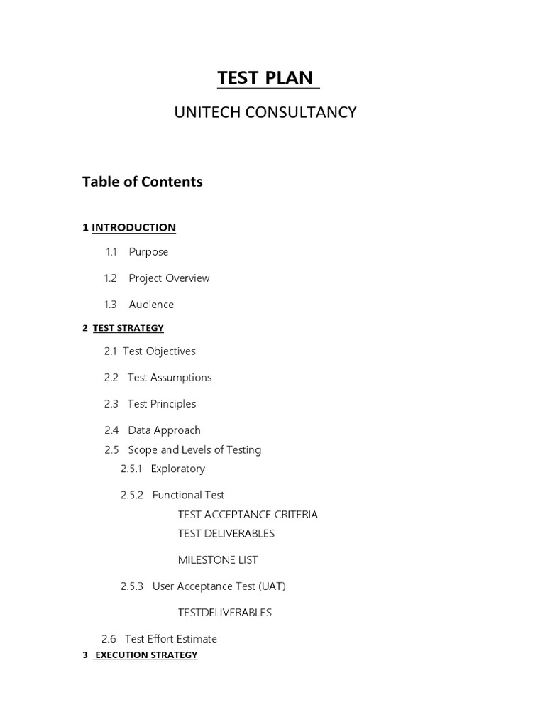 Unitech Consultancy: Test Plan | PDF | Software Testing | Software Bug