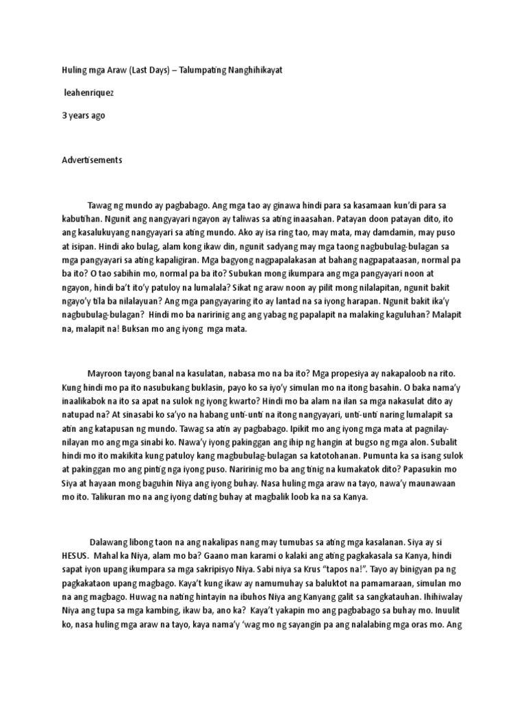 Talumpating Nanghihikayat | PDF