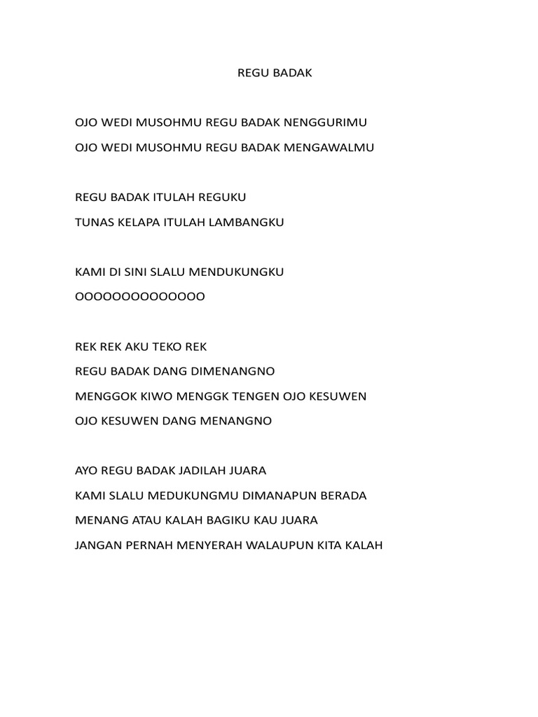 Yel Regu Badak | PDF | Seni & Disiplin Bahasa