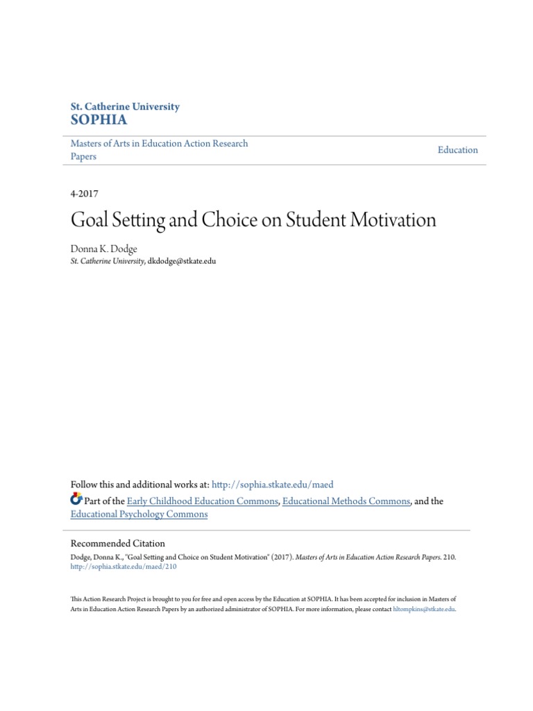 Goal Setting's Impact on Student Motivation | PDF | Goal Setting ...