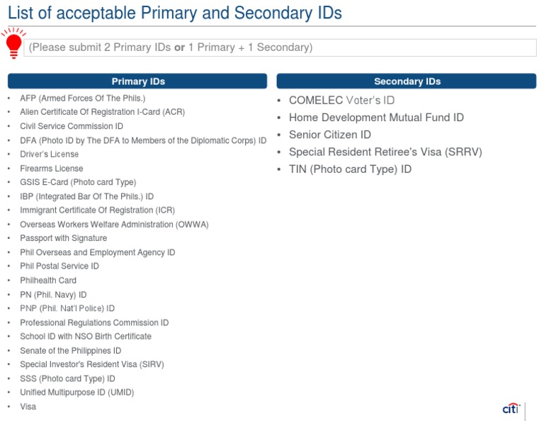 Please Submit 2 Primary Ids or 1 Primary + 1 Secondary | PDF | Document ...