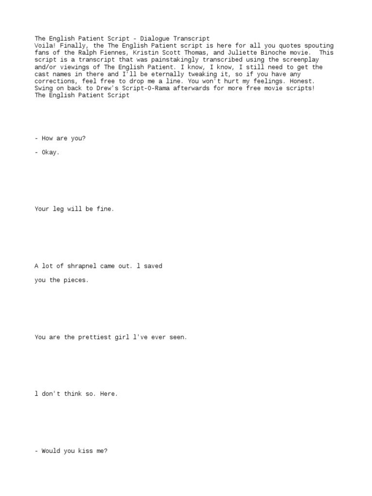 The English Patient Script | PDF