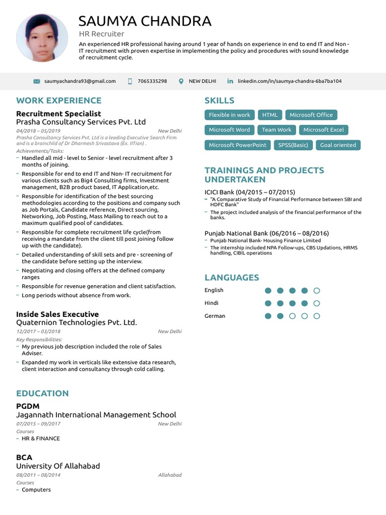 Saumya Resume | PDF | Recruitment | Human Resource Management