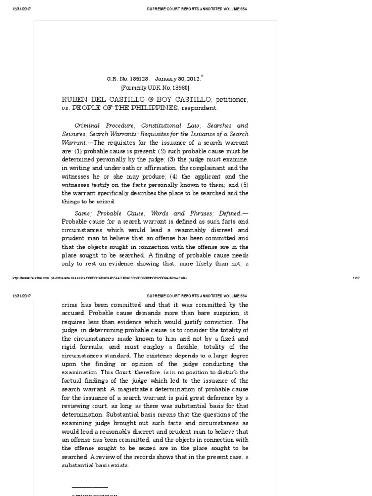 Ruben Del Castillo at Boy Castillo, Petitioner, People of The ...