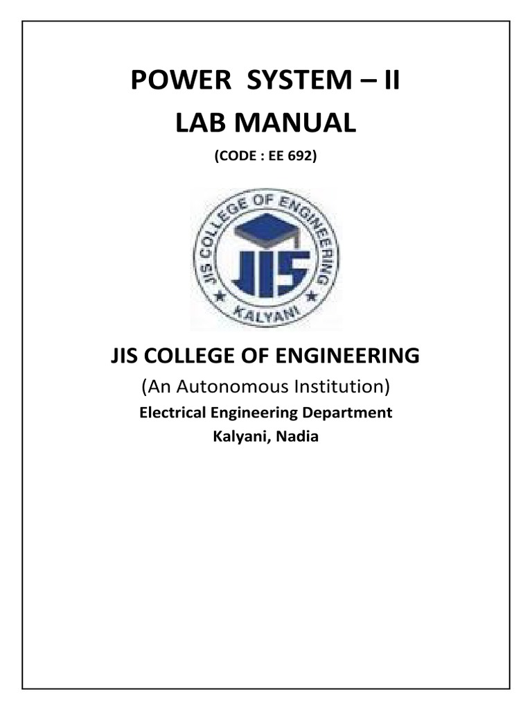 Power System II Lab Manual | PDF | Relay | Transformer