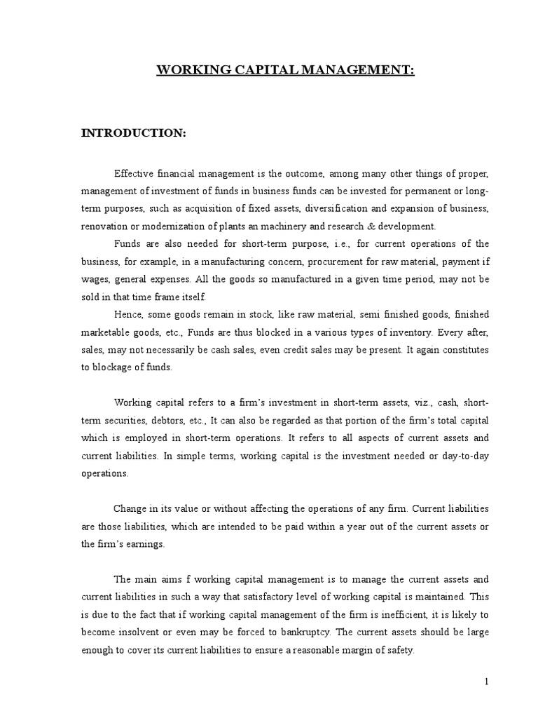Working Capital Management | PDF | Working Capital | Inventory