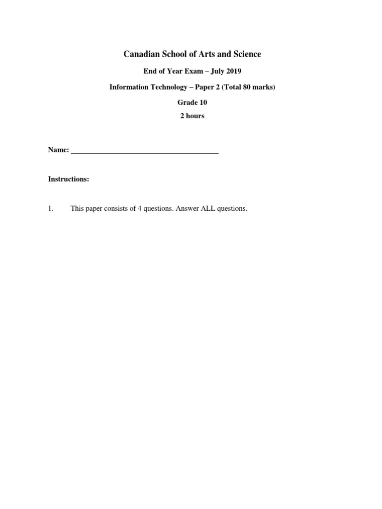 Grade 10 Information Technology | PDF | Spreadsheet | Real Time Computing