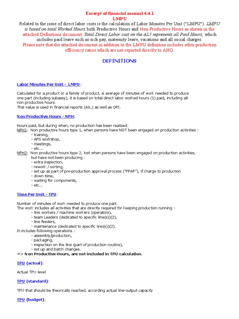 Calculating Labor Minutes Per Unit (LMPU | PDF | Business | Economies