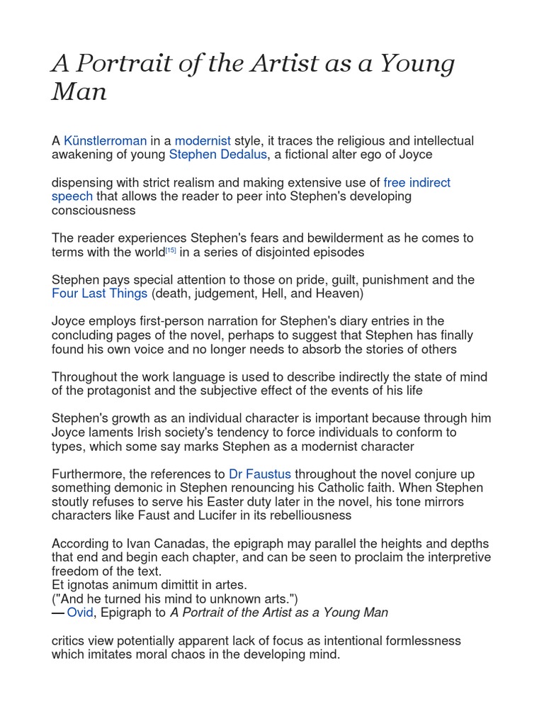 A Portrait of The Artist As A Young Man: Künstlerroman Modernist ...