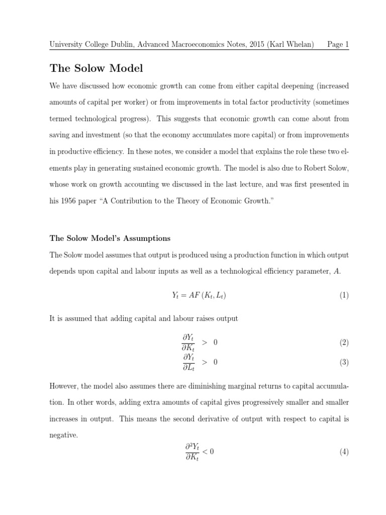 The Solow Model | PDF | Economic Growth | Macroeconomics