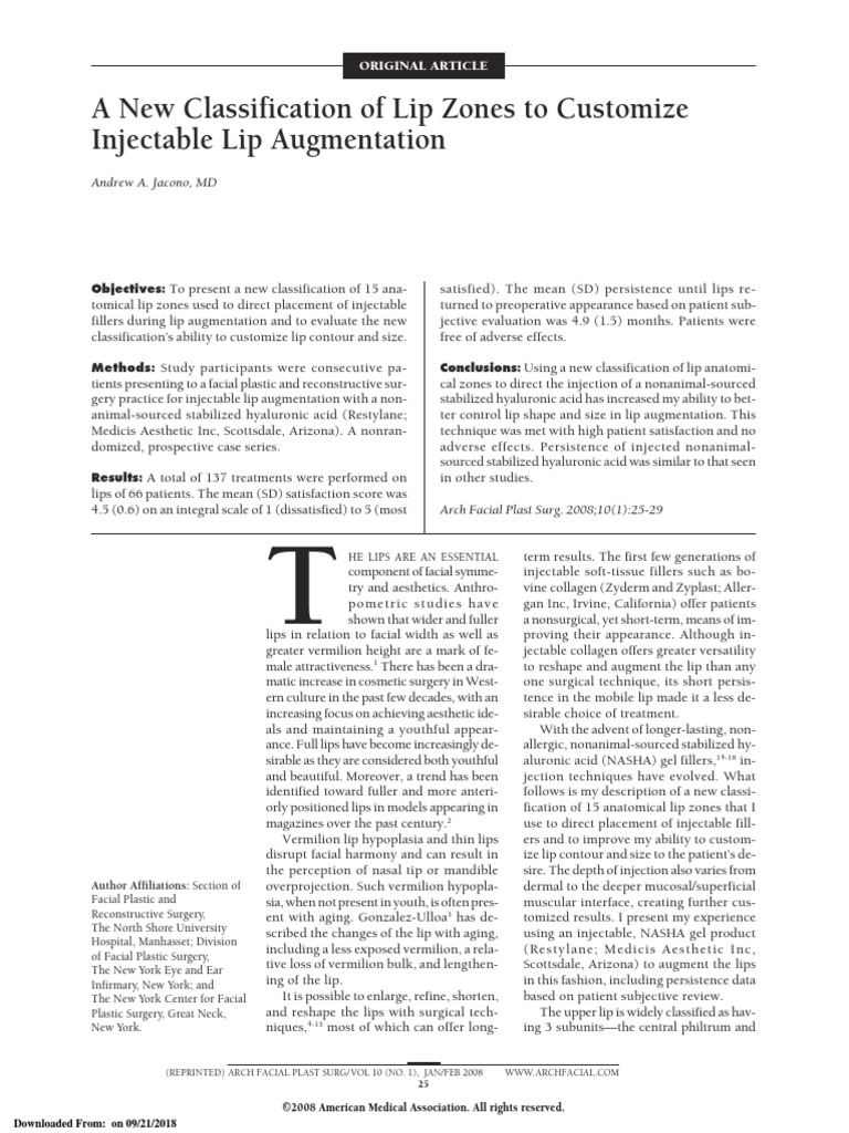 A New Classification of Lip Zones To Customize Injectable Lip ...