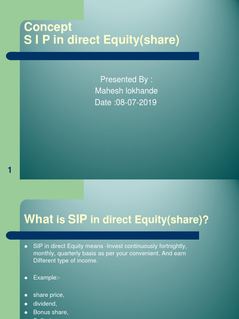 Understanding SIP in Direct Equity | PDF | Stocks | Investing