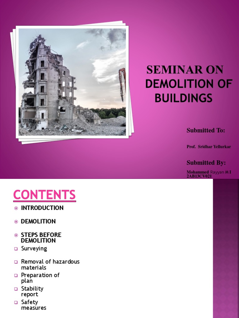 Civil DEMOLITION OF BUILDING | PDF | Demolition | Building Engineering
