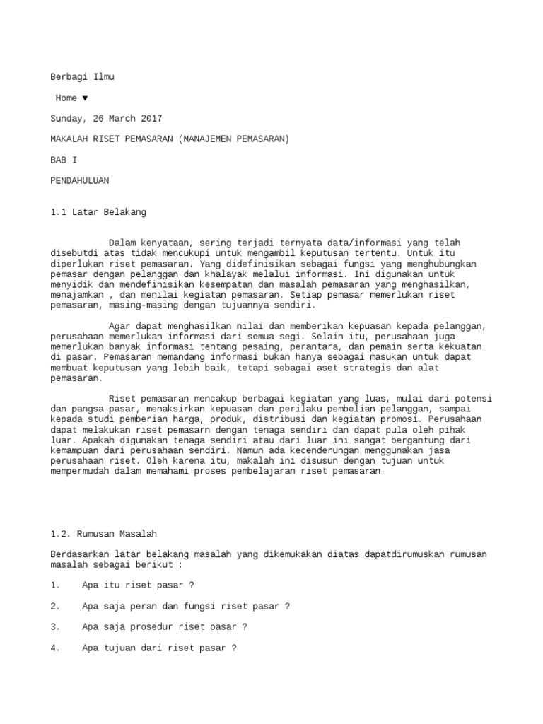 Riset Pemasaran: Definisi, Peran, dan Prosedur | PDF