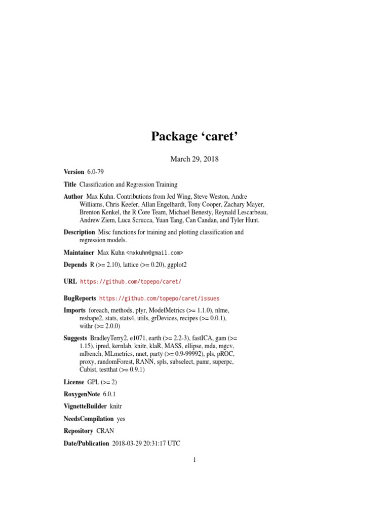 Caret | PDF | Principal Component Analysis | Null Hypothesis