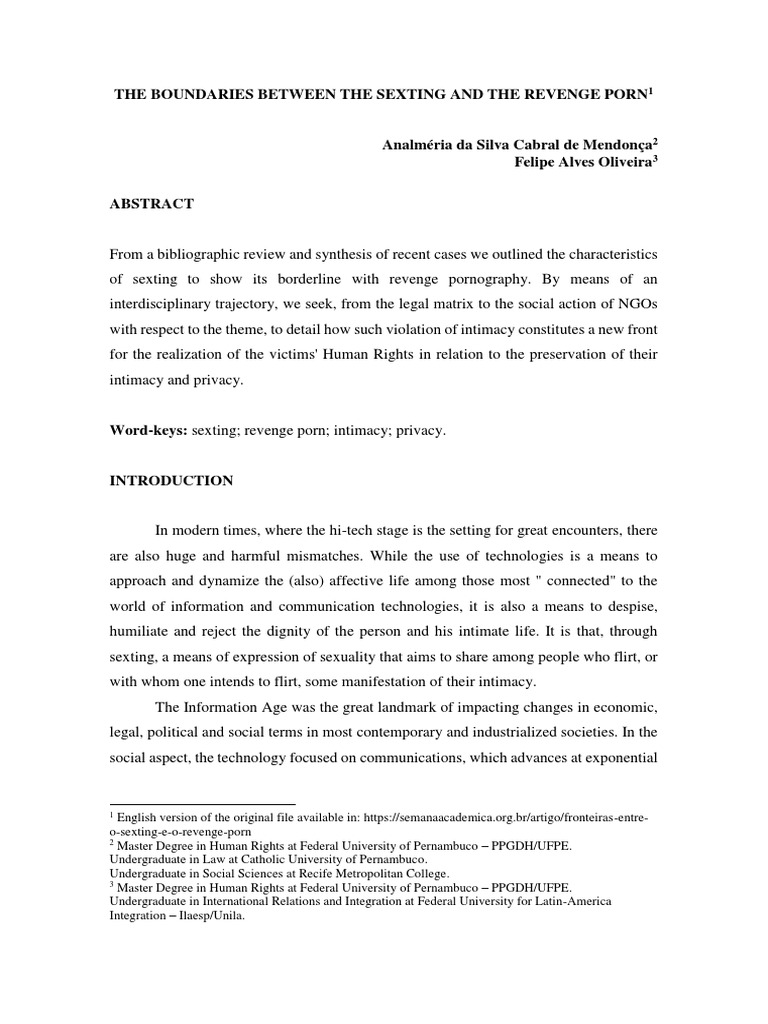Bondaries Between Sex and Revenge Porn | PDF | Psychology