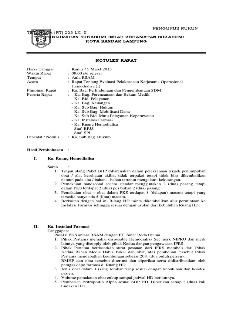 Notulen Rapat RT | PDF